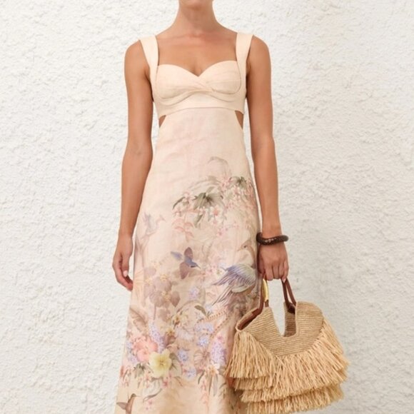 Zimmermann | Dresses | Zimmermann Summer Fashion Linen Floral Pattern ...